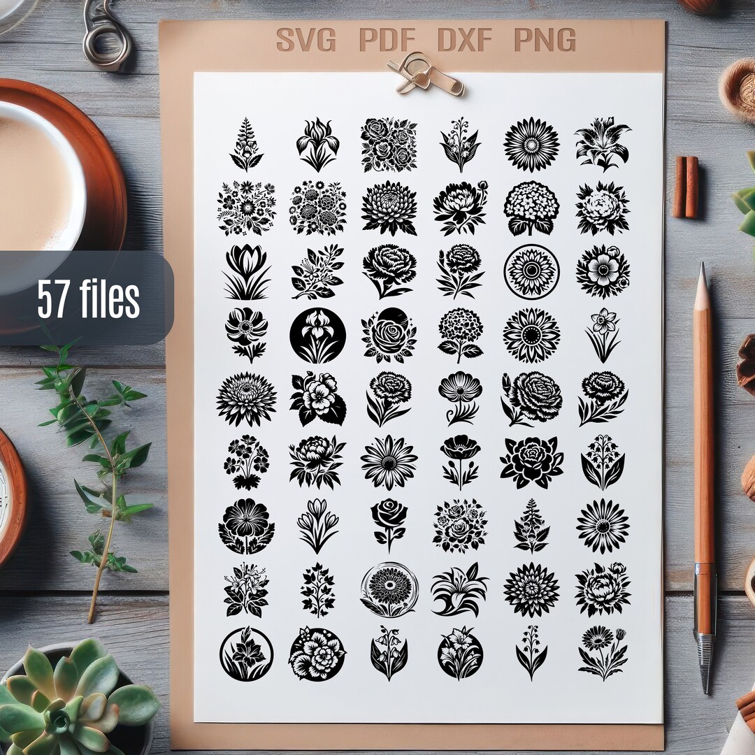 57 Botanical Svg Bundle, Floral Svg, Flower Svg, Botanical Clipart ...