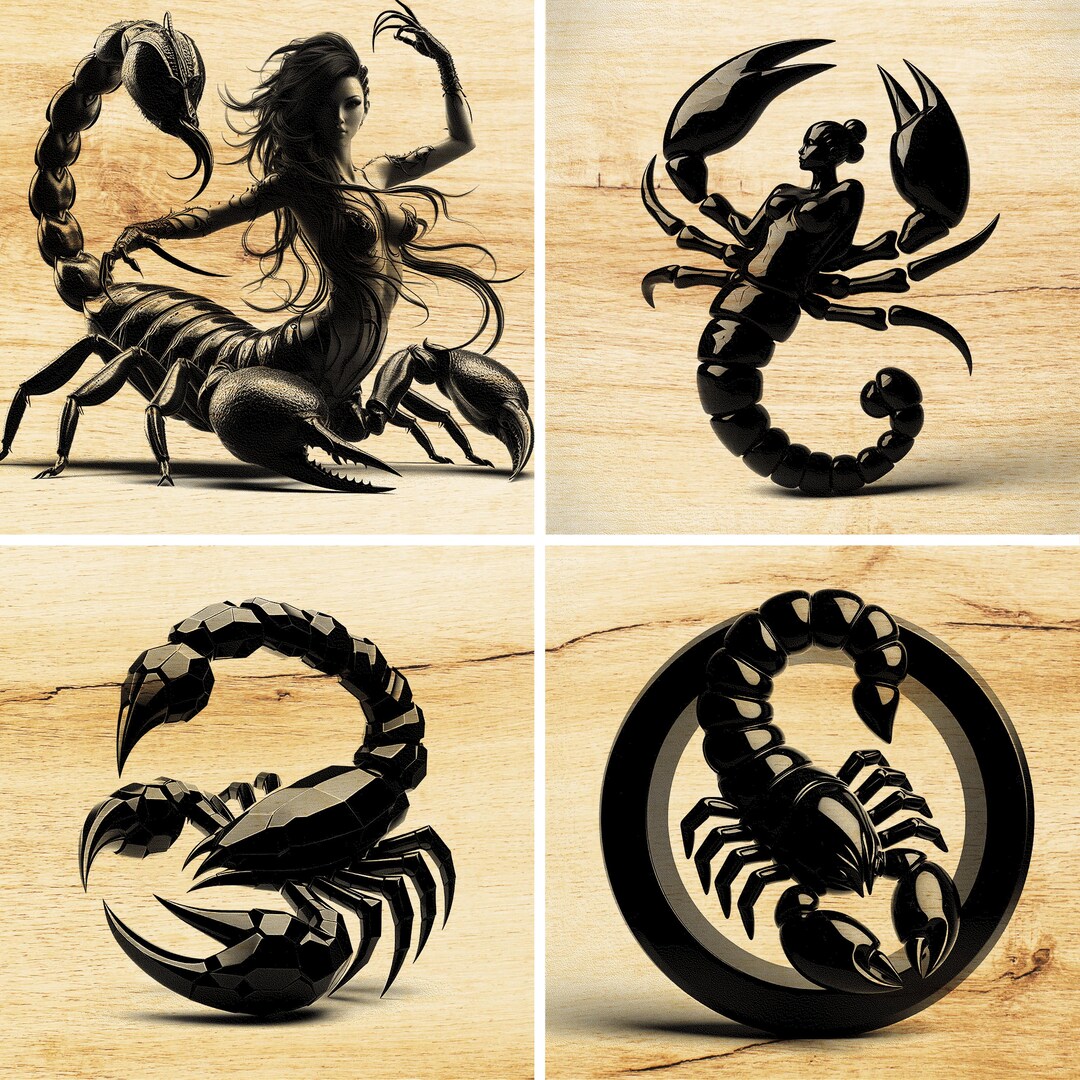 4-pack Scorpio Zodiac Sign PNG Files for Laser Engraving | Premium ...
