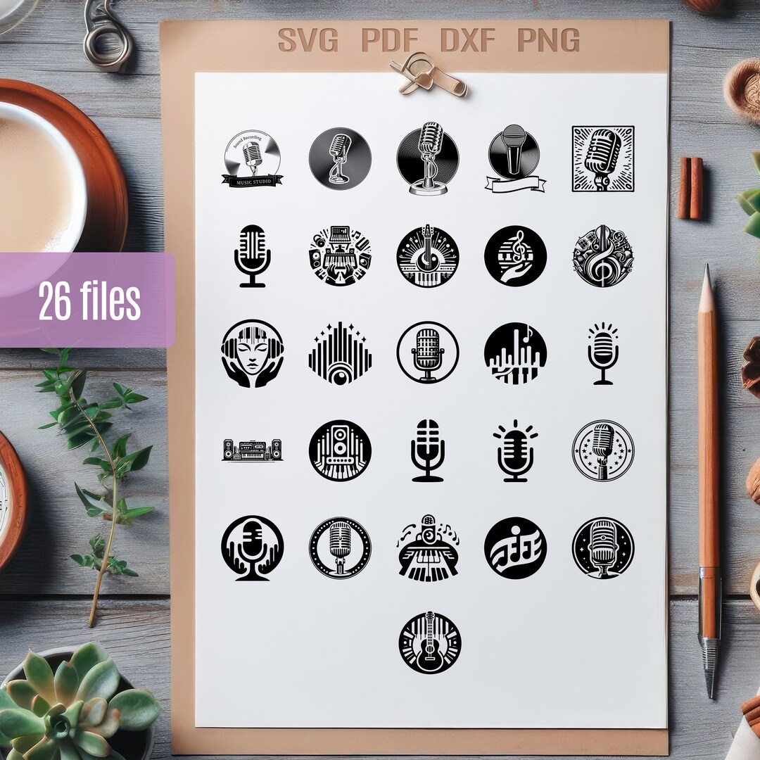 Vintage Microphone Cutting File for DIY Music Studio Projects - SVG - Etsy