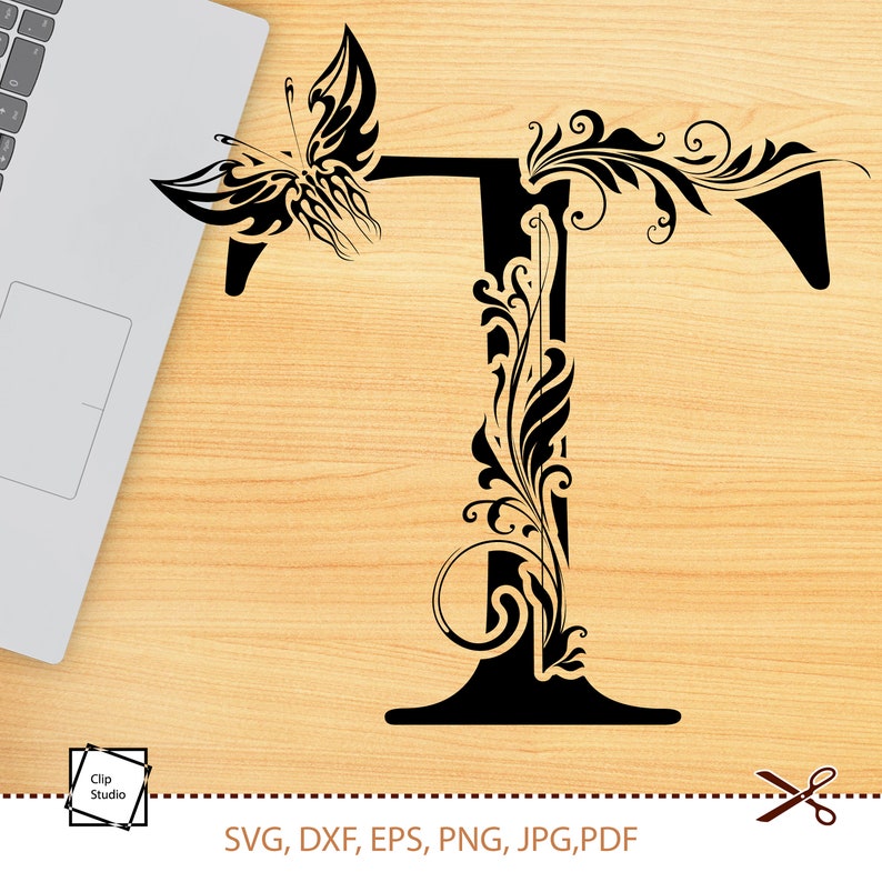 Botanical Alphabet Svg. Floral Letter T Svg. Cut File SVG - Etsy