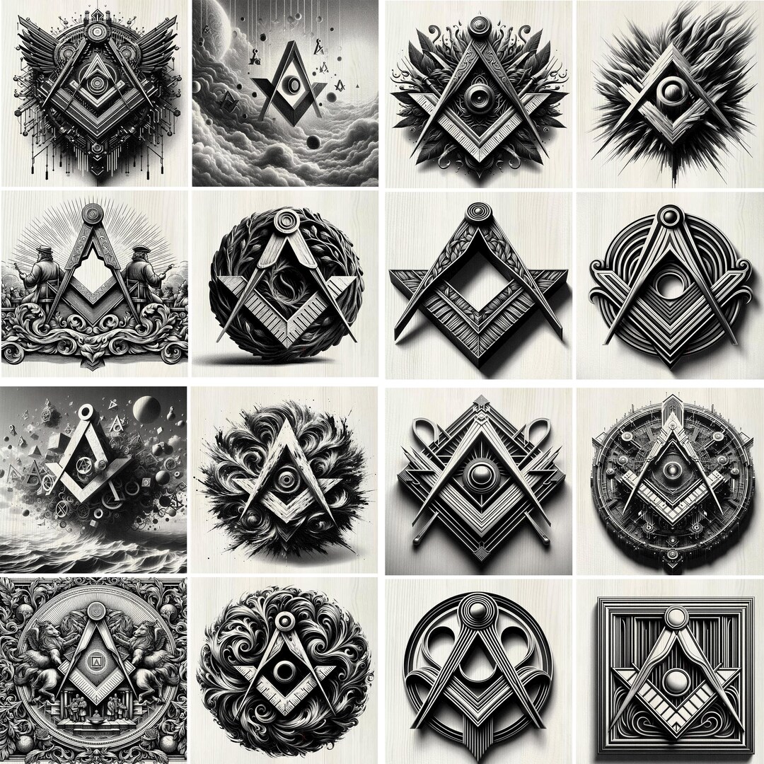 Set of 16 Masonic Laser Engraving PNG Files – Detailed Freemason CNC ...