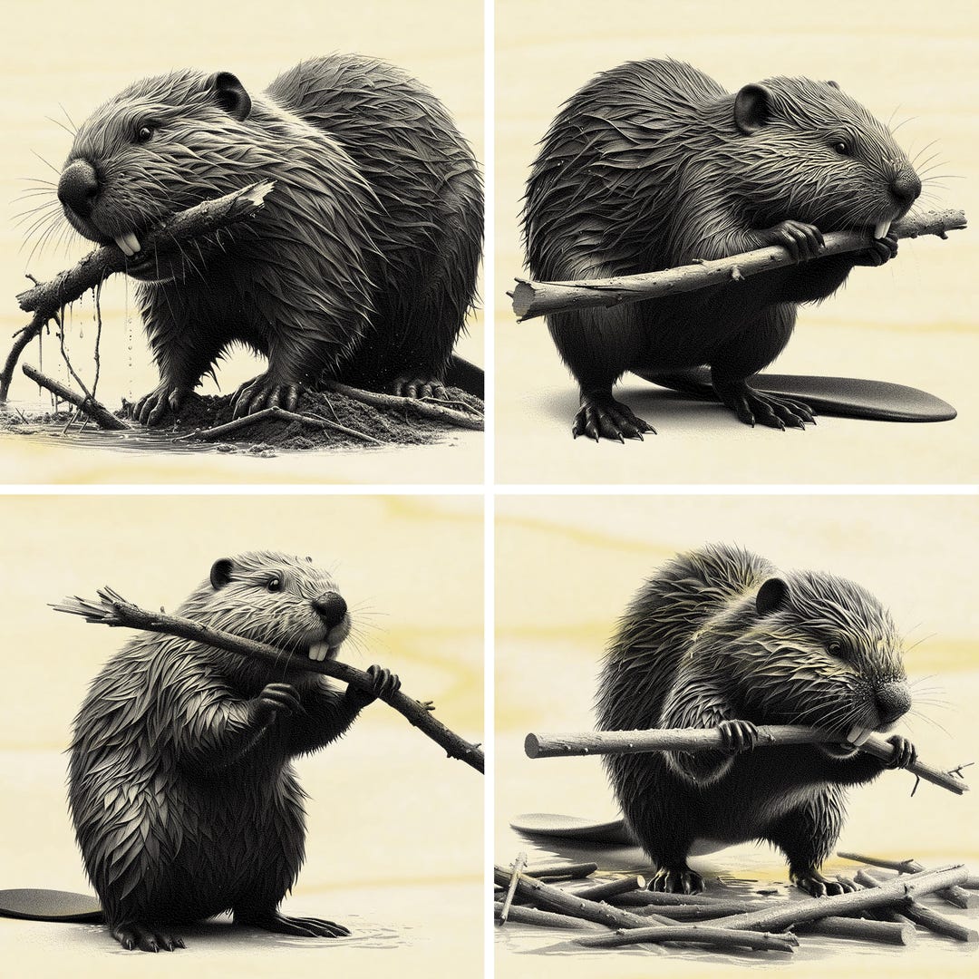 Beaver 4 Png Files for Laser Engraving - CNC, CO2, Lightburn, Glowforge ...