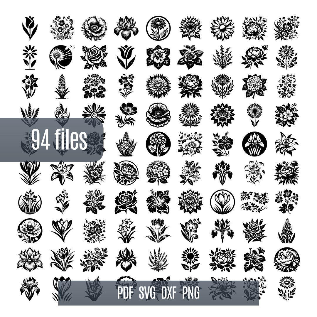 94 Botanical Svg Bundle, Floral Svg, Flower Svg, Botanical Clipart ...