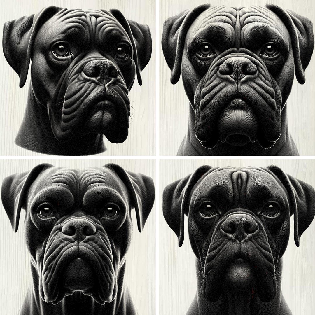 Boxer Dog PNG Image Files Set for Laser Engraving 4 High-resolution ...