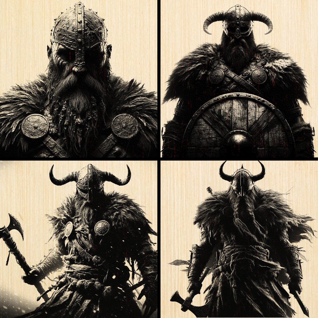 Viking Laser Engraving PNG Set - 4 Digital Files for Wood, Metal, Glass ...
