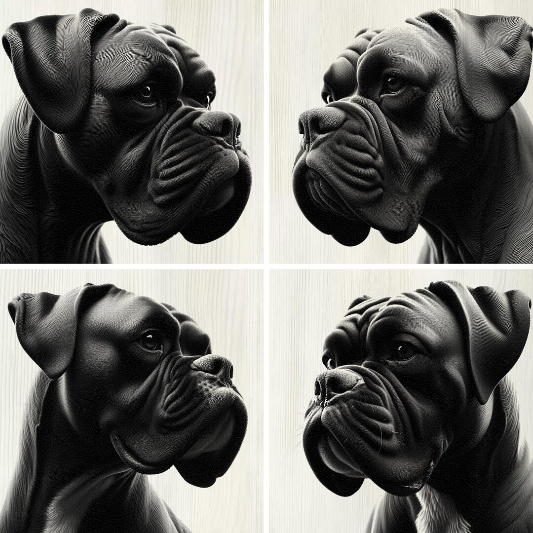 Boxer Dog PNG Image Files Set for Laser Engraving 4 High-resolution ...