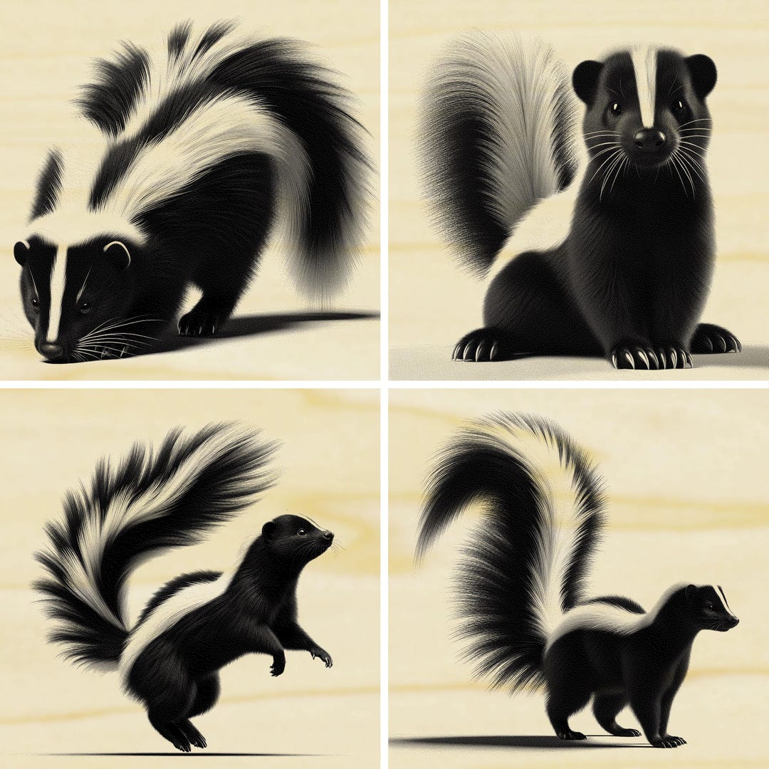 Skunk 4 PNG Files for Laser Engraving - CNC, CO2, Lightburn, Glowforge ...