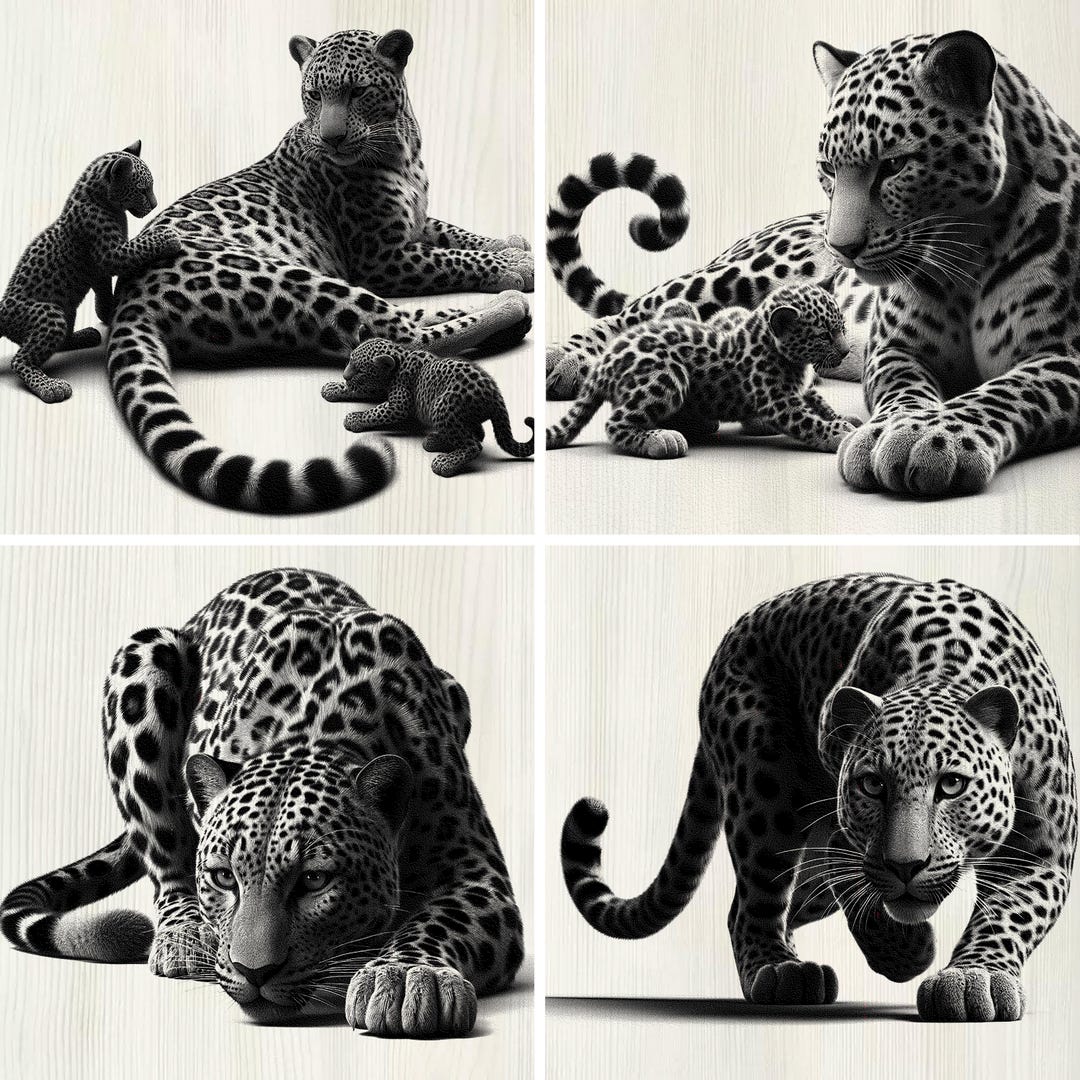 Leopard 4 PNG Files for Laser Engraving - CNC, CO2, Lightburn ...