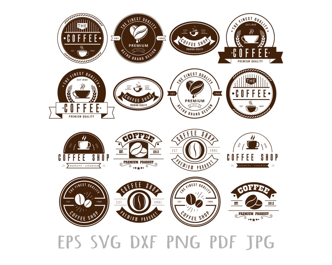 Coffee Bundle Logo Icon Cafe Element Emblem Label Cup Vintage - Etsy