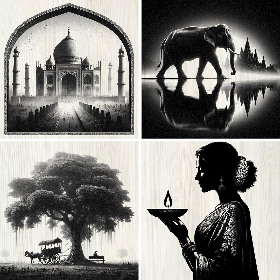 India 4 PNG Files for Laser Engraving - CNC CO2 DIY Indian Art, Symbols ...