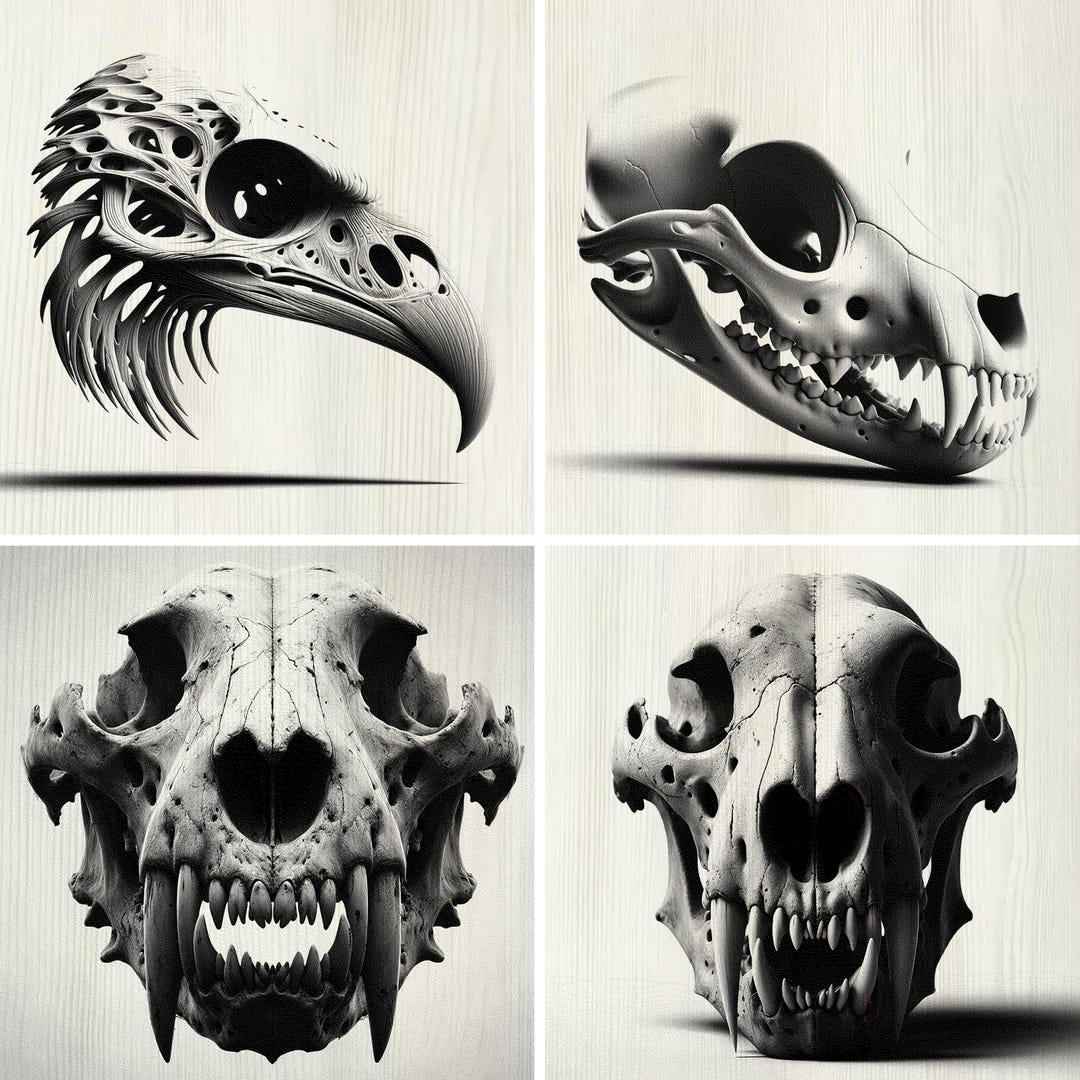 Skull PNG Image Set for Laser Engraving Set of 4 High-resolution ...