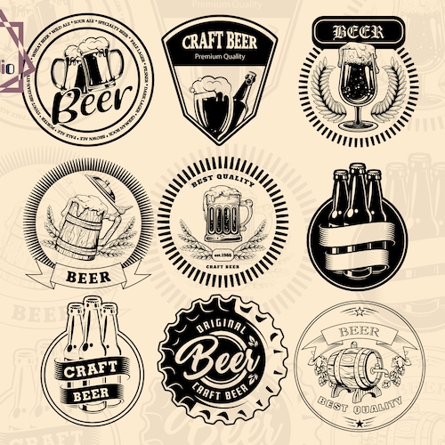 Beer Pub Label Retro Brewery Vintage Emblem Logo Bar Craft Mug - Etsy