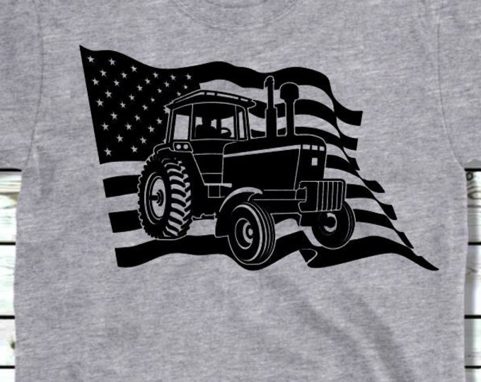 Tractor USA Flag DTF Transfer, Patriotic Farming Iron-on Accent for ...