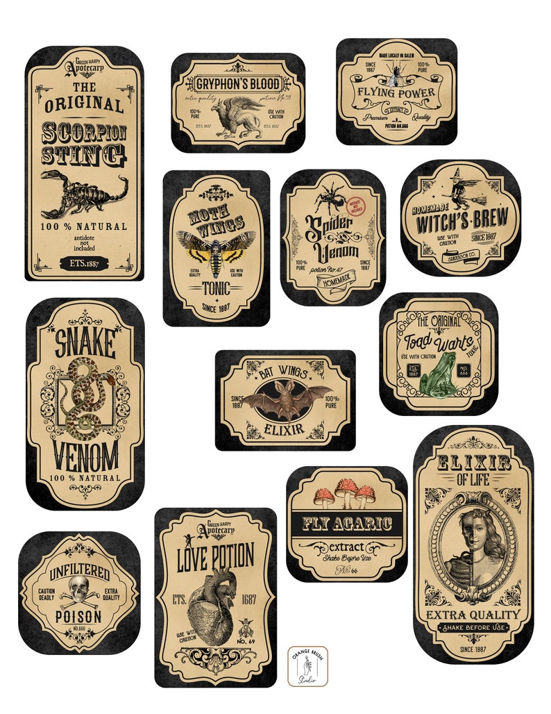 New Waterproof Vinyl! - Halloween Apothecary Potion Labels (13) - Set ...