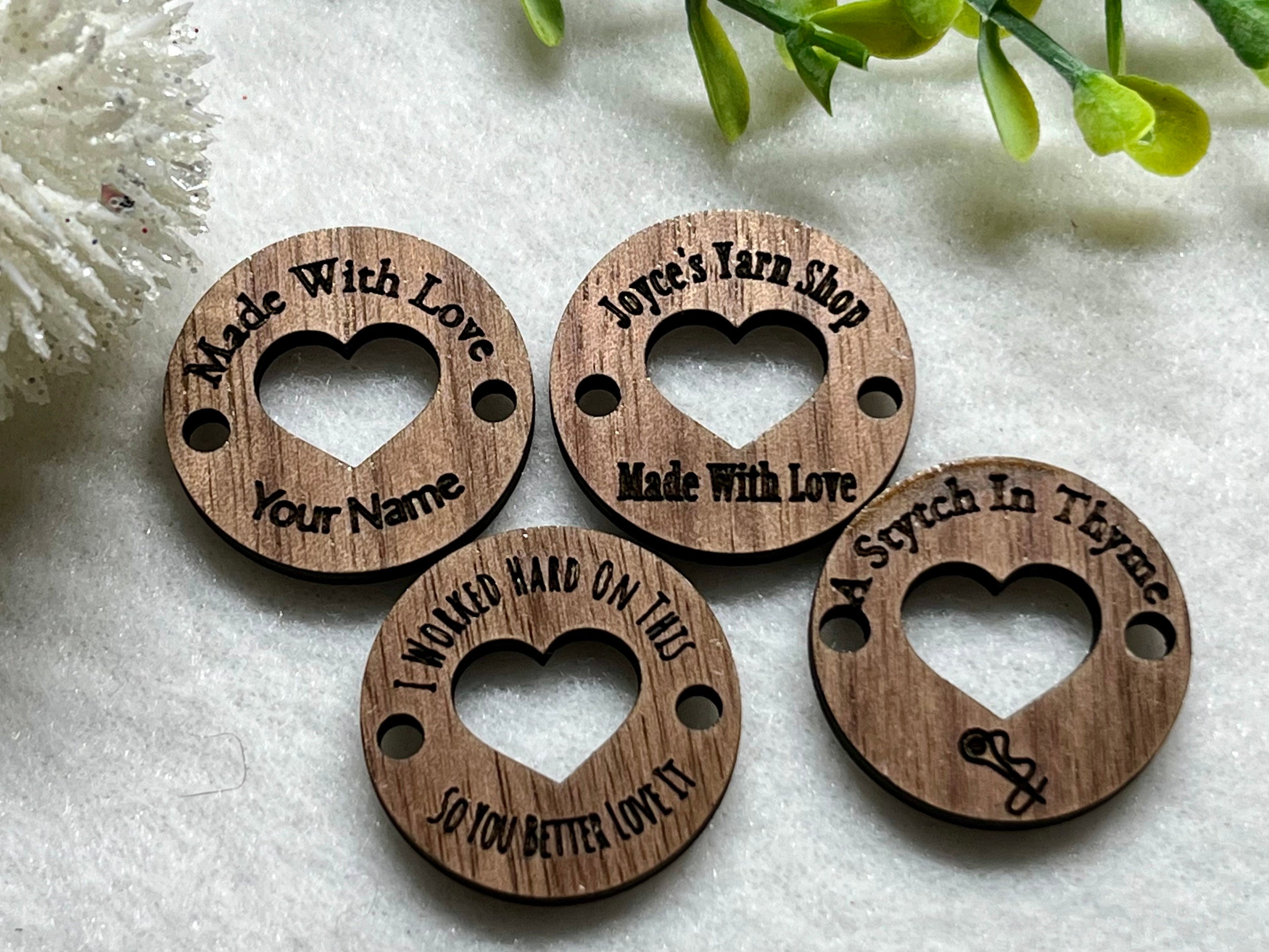 Custom 1" Finished Wood Buttons / Product Tags for Knitters, Sewers ...