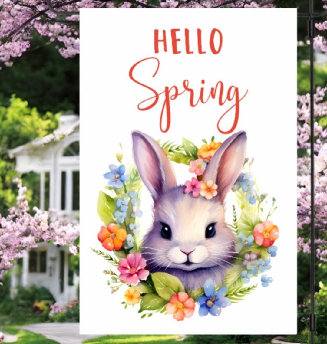 Ready to Press Sublimation Sheet for Garden Flags Welcome Spring Bunny ...