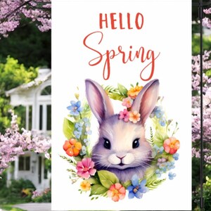 Ready to Press Sublimation Sheet for Garden Flags Welcome Spring Bunny ...