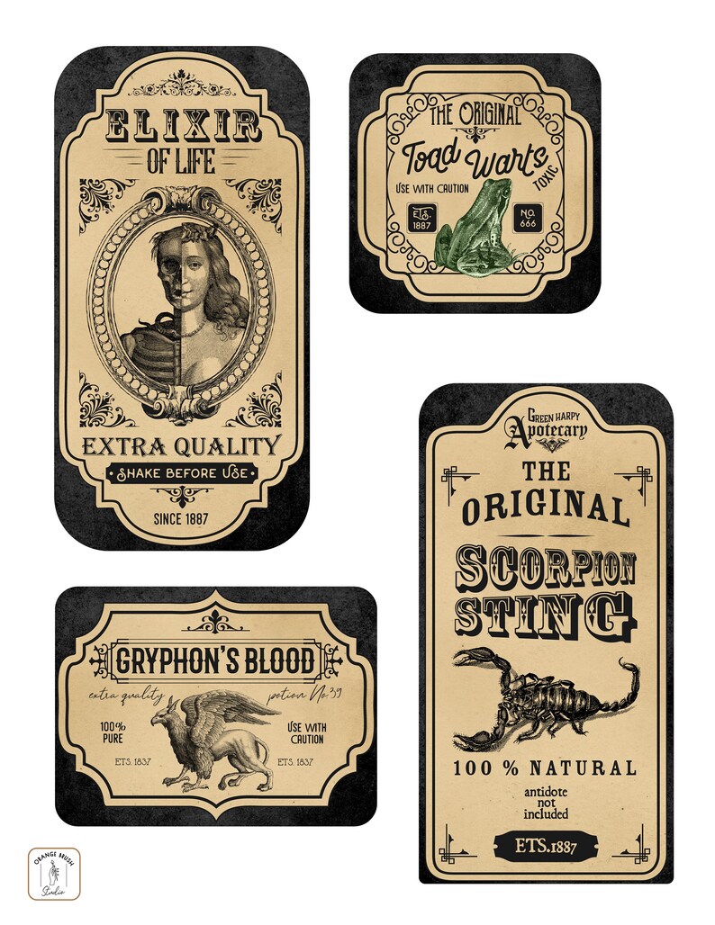 New Waterproof Vinyl! - Halloween Apothecary Potion Labels (4) - Set 8 ...