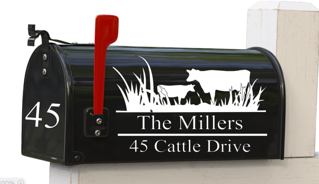 Mailbox Address Vinyl Decal - Cows - Etsy