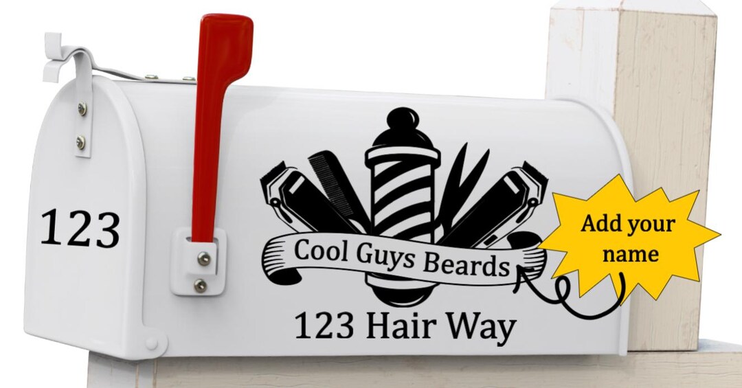 Mailbox Address Vinyl Decal - Barber Shop, Beards, Haircut - Etsy