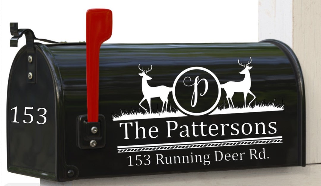 Mailbox Address Vinyl Decal - 2 Deer - Etsy