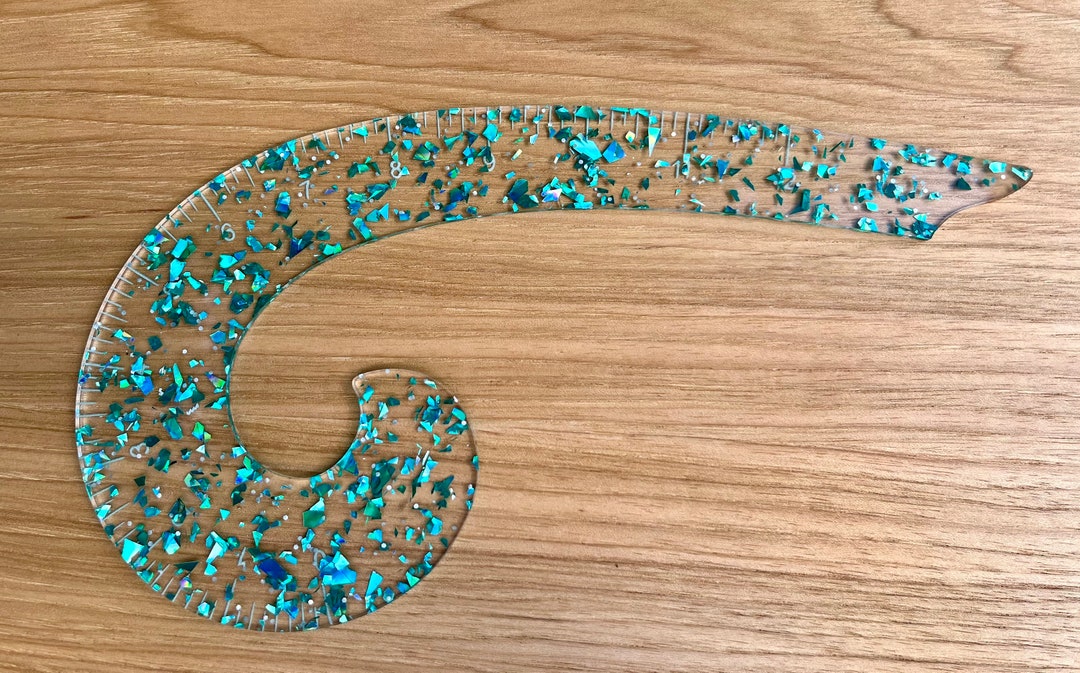 Acrylic French Curve With Engraved Ruler Measurements - Teal Glitter - Etsy