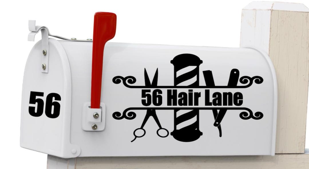 Mailbox Address Vinyl Decal - Barber, Hairstylist, Hair , Hairdresser ...