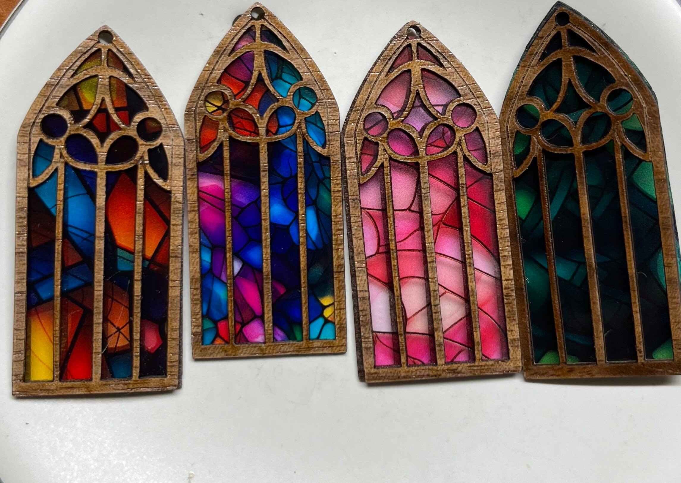 Unique Stained Glass Cathedral Window Suncatcher Earrings - (4) Design ...