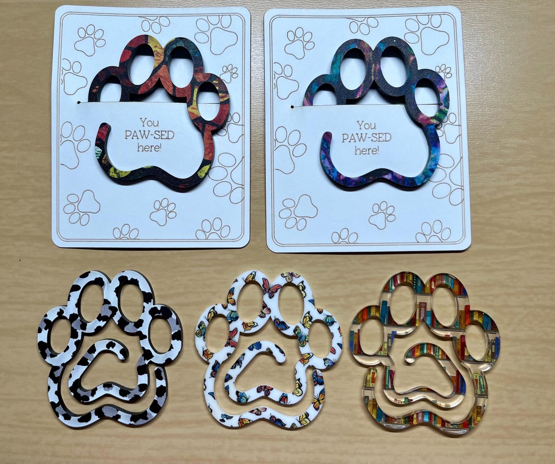 Acrylic Bookmarks / Paperclips - Dog Paw Print - Etsy