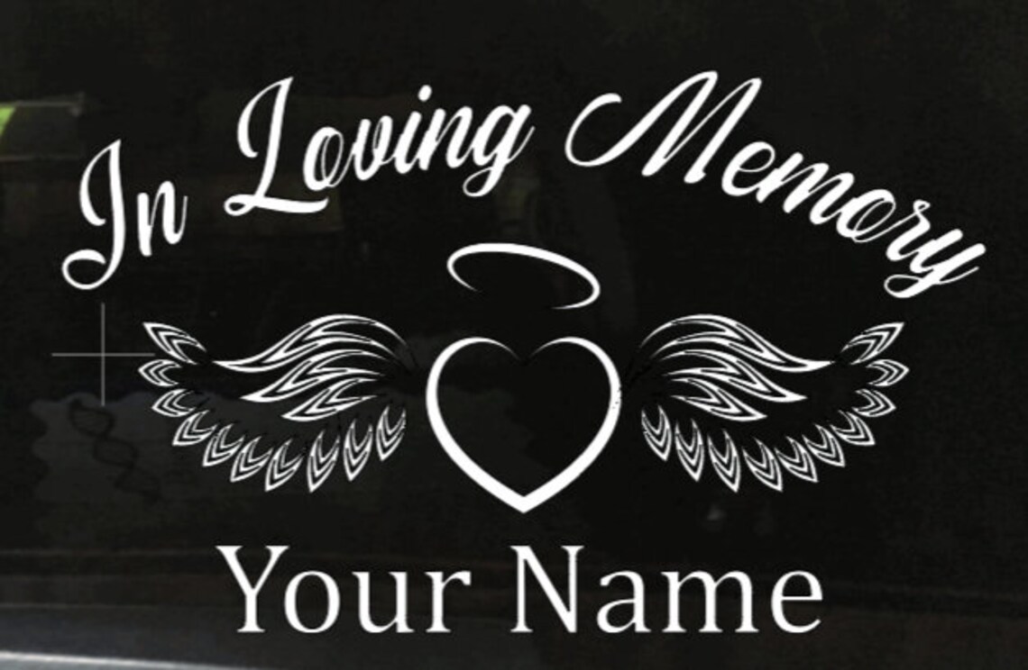 Memorial - in Loving Memory Heart With Angel Wings - Vinyl Decal - Etsy