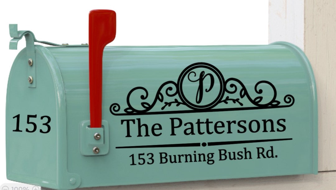 Mailbox Address Vinyl Decal - Monogram Scroll - Etsy