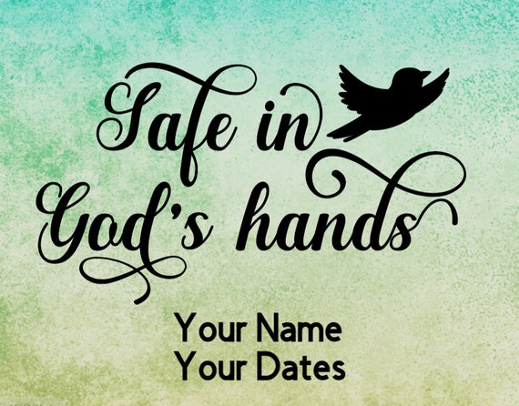 Memorial Safe in God's Hands Vinyl Decal Free | Etsy