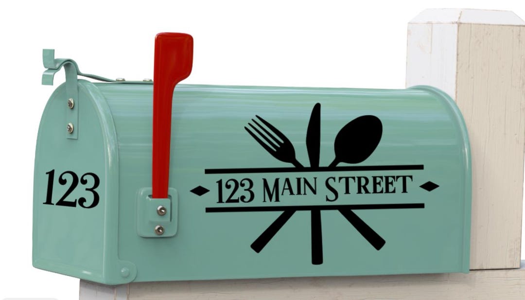 Mailbox Address Vinyl Decal - Restaurant , Utensils - Etsy