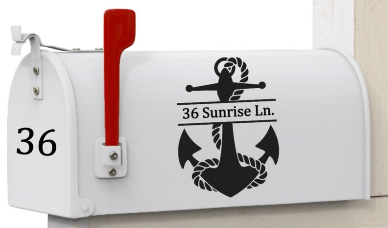 Mailbox Address Vinyl Decal - Anchor - Etsy