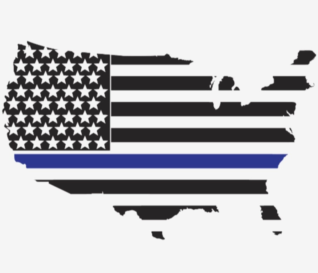 Thin Blue Line Map Vinyl Decal - Etsy
