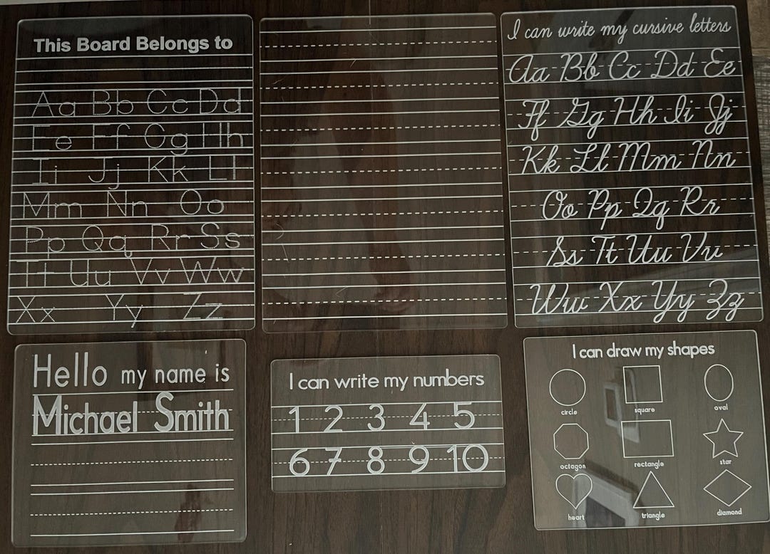 Acrylic Dry Erase Tracing Boards - Alphabet, Numbers, Shapes, Name - Etsy
