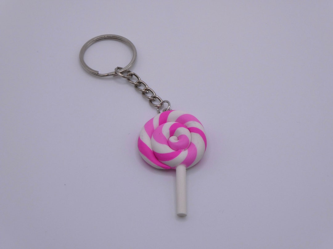 Pink and White Lollipop Keychain |food Keychain |snack Keychain|fun ...