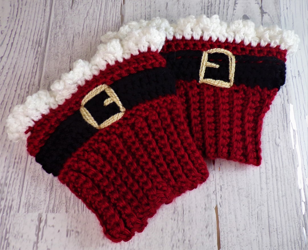Crocheted Santa Boot Cuffs / Christmas Wearable - Etsy