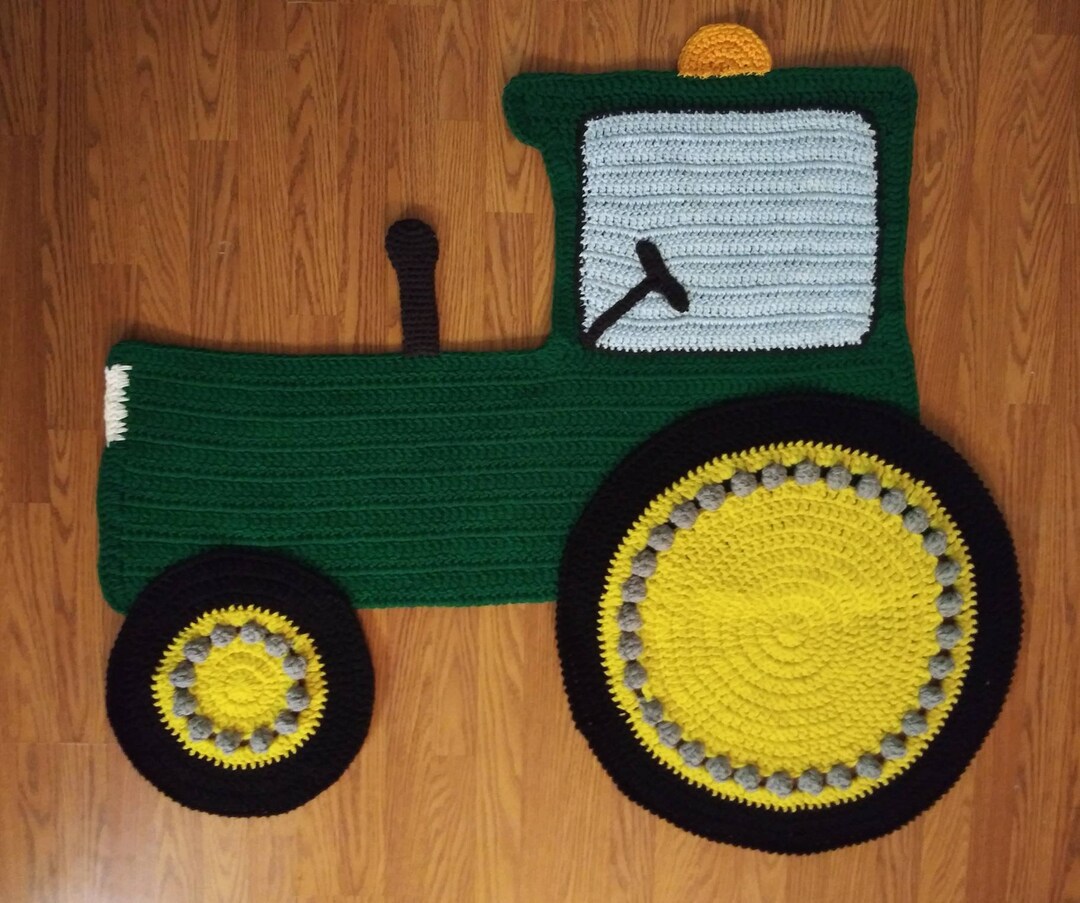 Little Green Tractor Rug / Farm Nursery Rug / Country Kids Room Rug ...