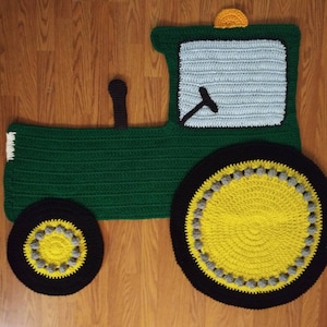 Little Green Tractor Rug / Farm Nursery Rug / Country Kids Room Rug ...