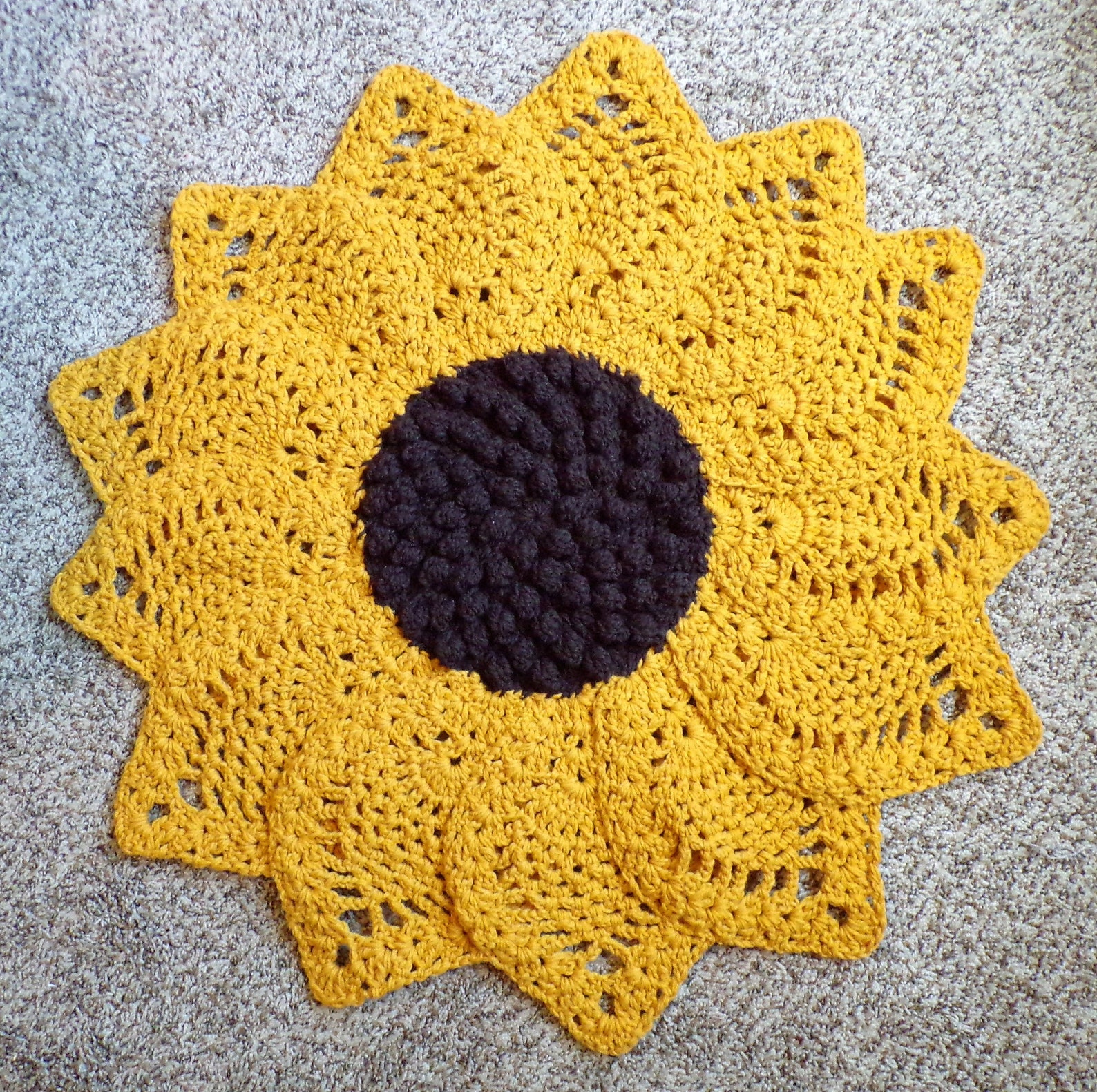 Crochet Sunflower Rug pattern With Exclusive Video Tutorials - Etsy