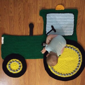 Little Green Tractor Rug / Farm Nursery Rug / Country Kids Room Rug ...