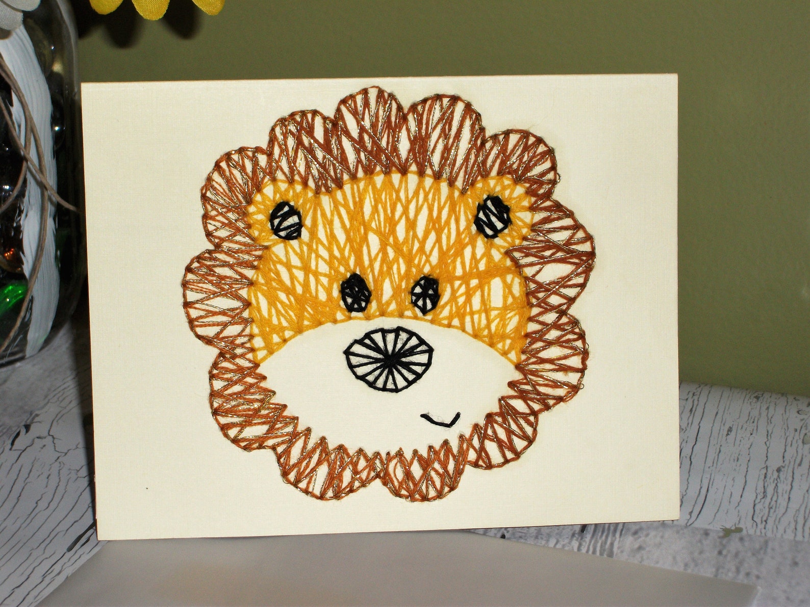 String art Lion card Blank | Etsy