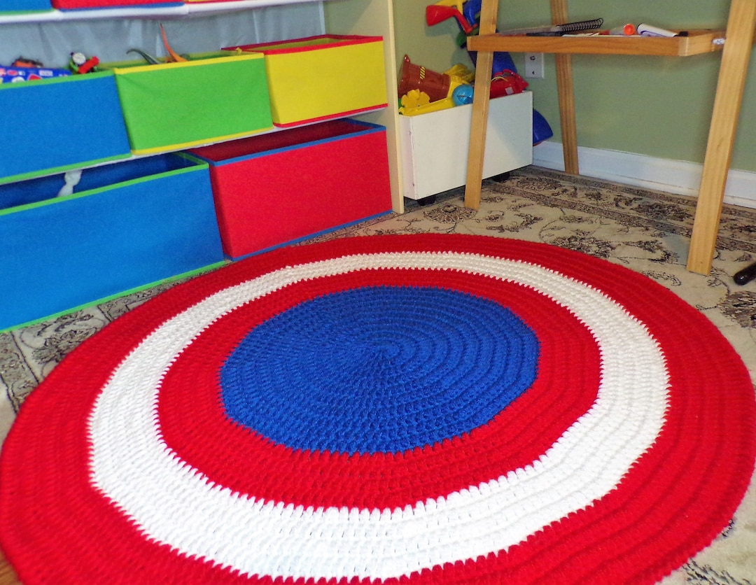 Red/ White/ and Blue Circular Rug - Etsy