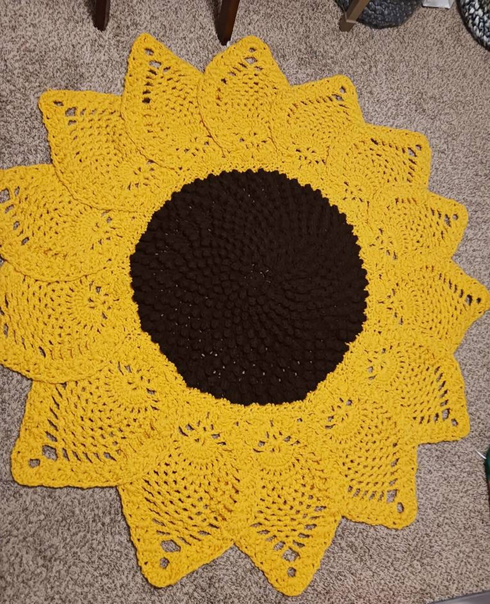 Large Sunflower Rug (crocheted) / Spring Decor / Sunflower Kitchen Rug ...