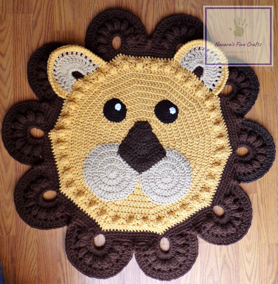Crocheted Lion Accent Rug/ Wall Hanging / King of the Jungle / Unisex ...