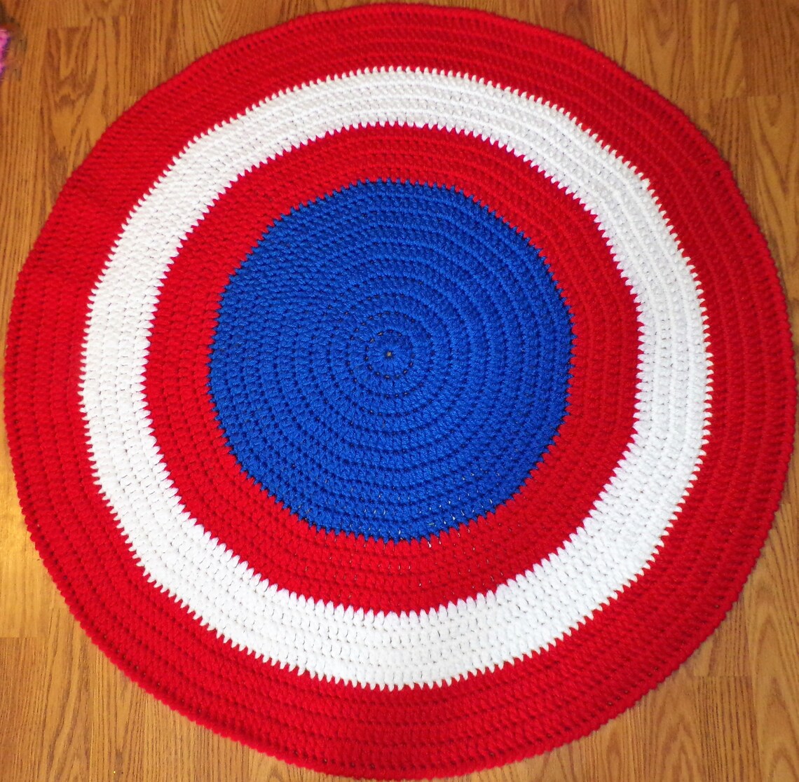 Red/ White/ and Blue Circular Rug - Etsy