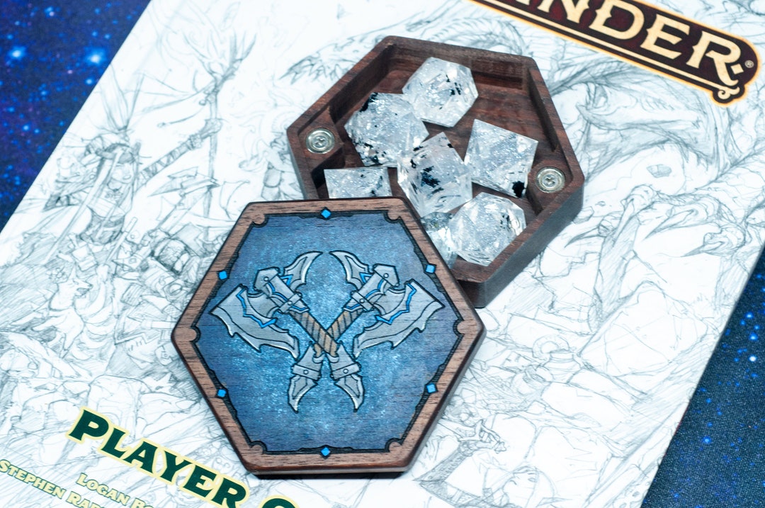 Blue Orc Horde Axes Hand Painted Elderwood Academy Hex Dice Chest - Etsy