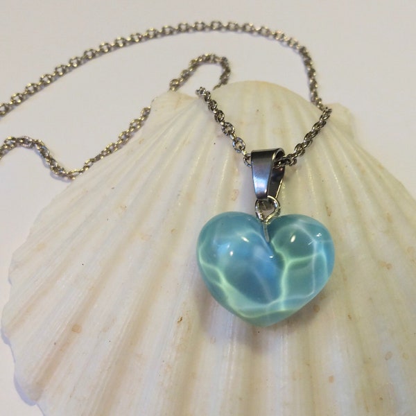 Blue Heart Necklace - Etsy