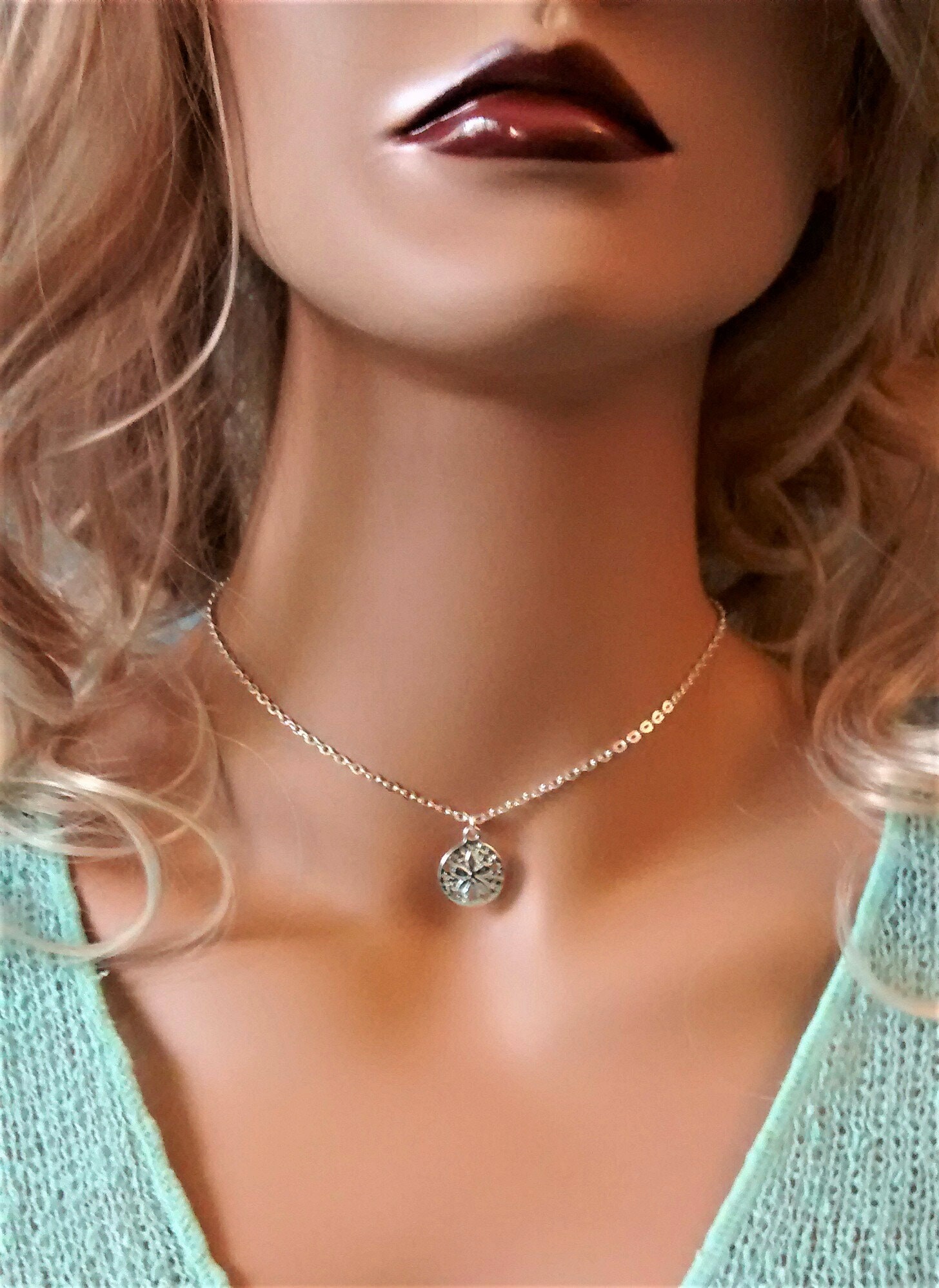 Silver Sand Dollar Choker Necklace, Beach Choker, Sea Shell Choker ...